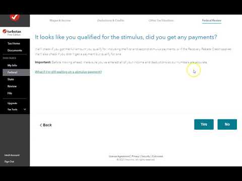 Claiming Stimulus Check Money on Turbo Tax Free File 2021