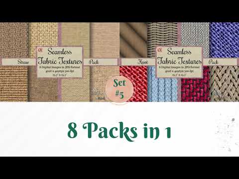 64 Seamless Fabric Textures, Seamless Fabric Patterns, Digital Papers, Printable Scrapbook - Set 5