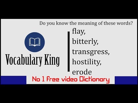 Meaning of flay,bitterly,transgress,hostility,erode