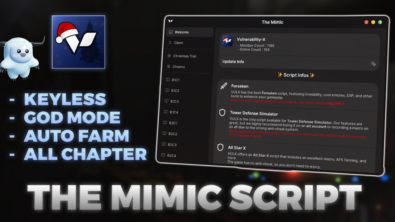 The Mimic Script - All Chapter, Keyless, God Mode, Auto Farm More...