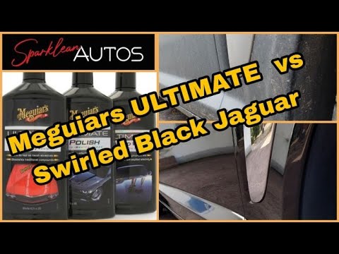 Meguiars ULTIMATE Compound vs Swirled Black Jaguar Paint #Meguiars #Jaguar #swirls