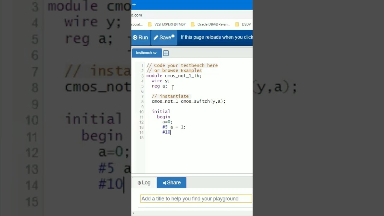 CMOS_NOT_1_Test Bench || EDA Playground || @maharshisanandyadav