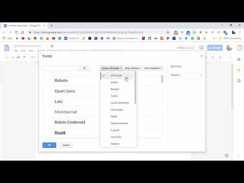 How to quickly find all available fonts in Google Docs.