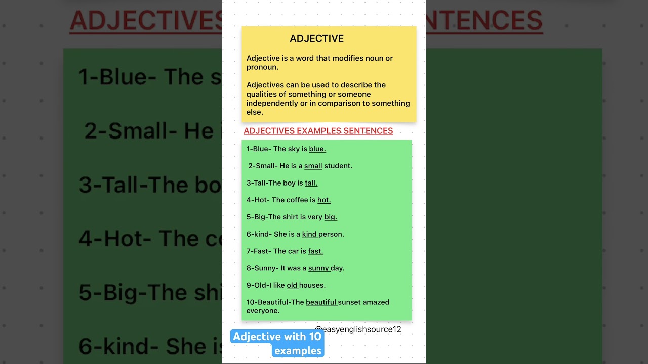 Adjectives Definition and Examples Sentences for Beginners #englishgrammar #grammar