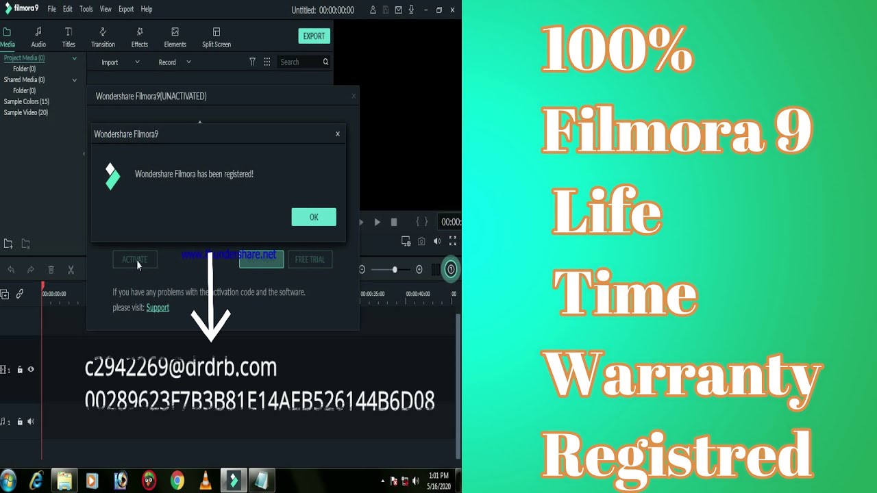 How to Register Filmora 9 Life time Warranty 100%