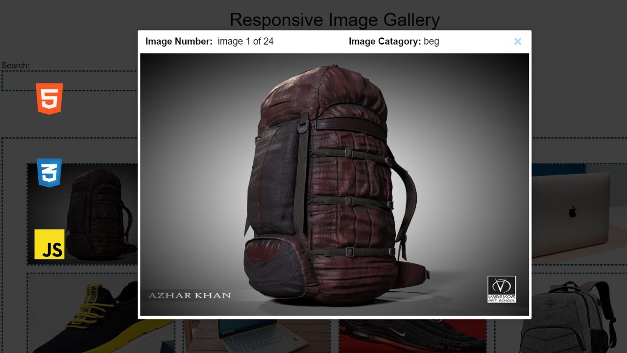 Fully Responsive Filterable Image Gallery using HTML CSS and JavaScript. #part1