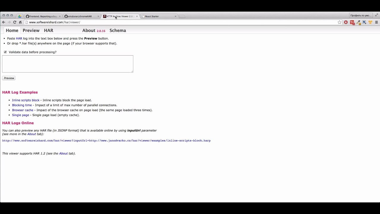 How to report a bug properly. HAR Viewer