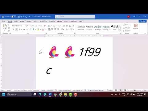 parrot emoji face symbol in ms word