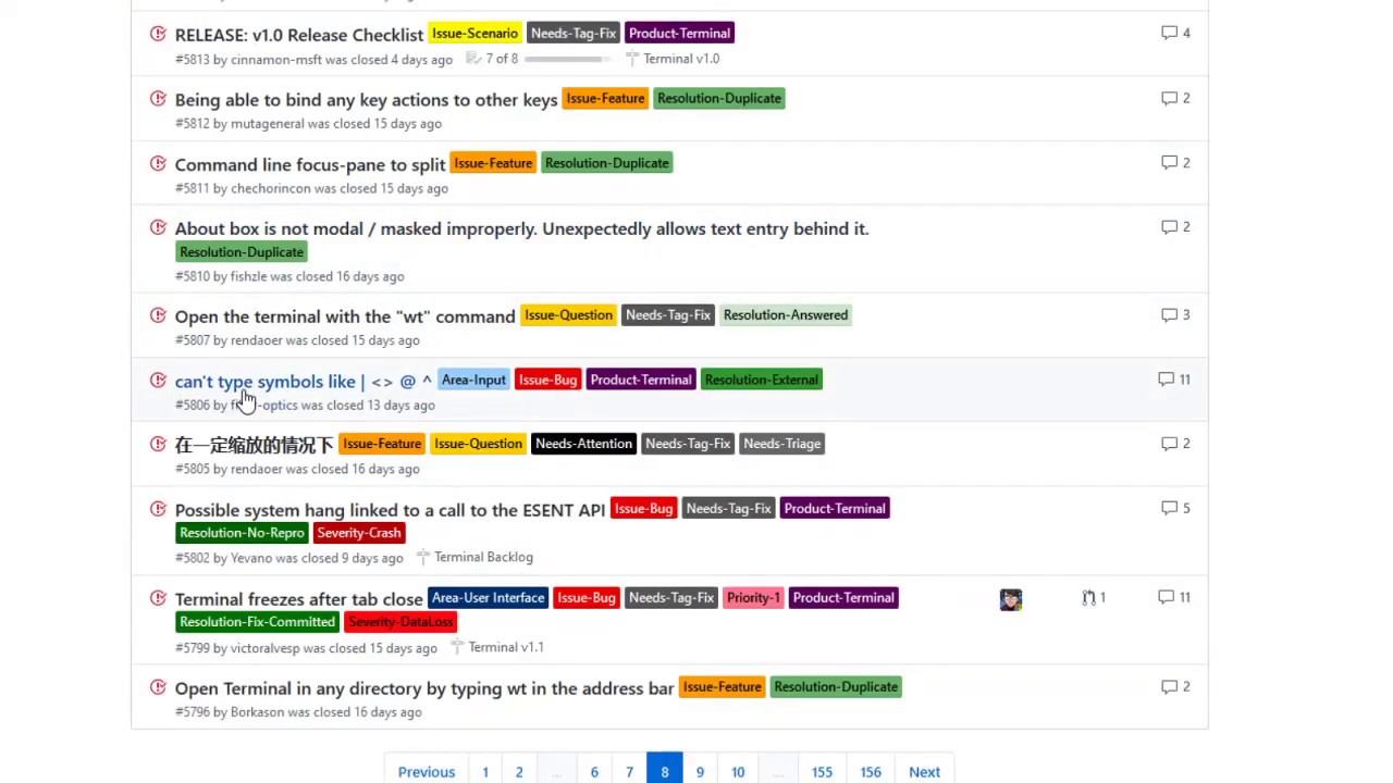 Windows Terminal v1.0 report crash bug 0:58