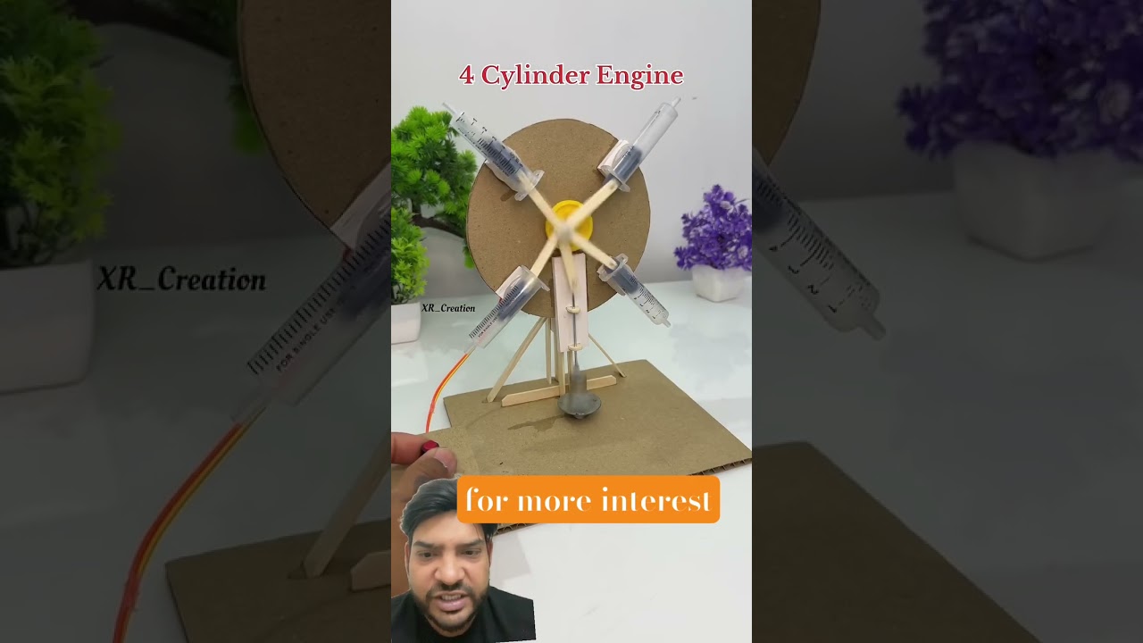 DIY Four Cylinder Engine Using DC Motor | Amazing Mini Engine #FourCylinderEngine #DCMotorProject