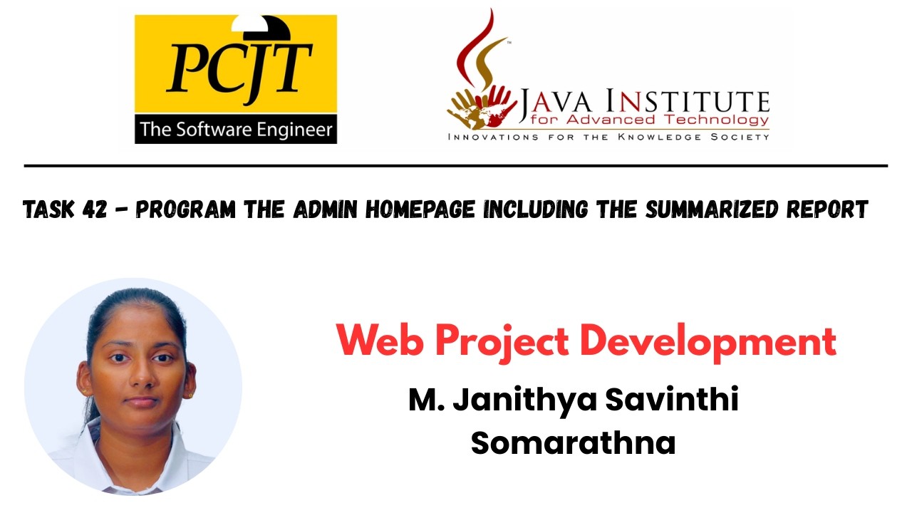 Program the admin homepage including the summarized report