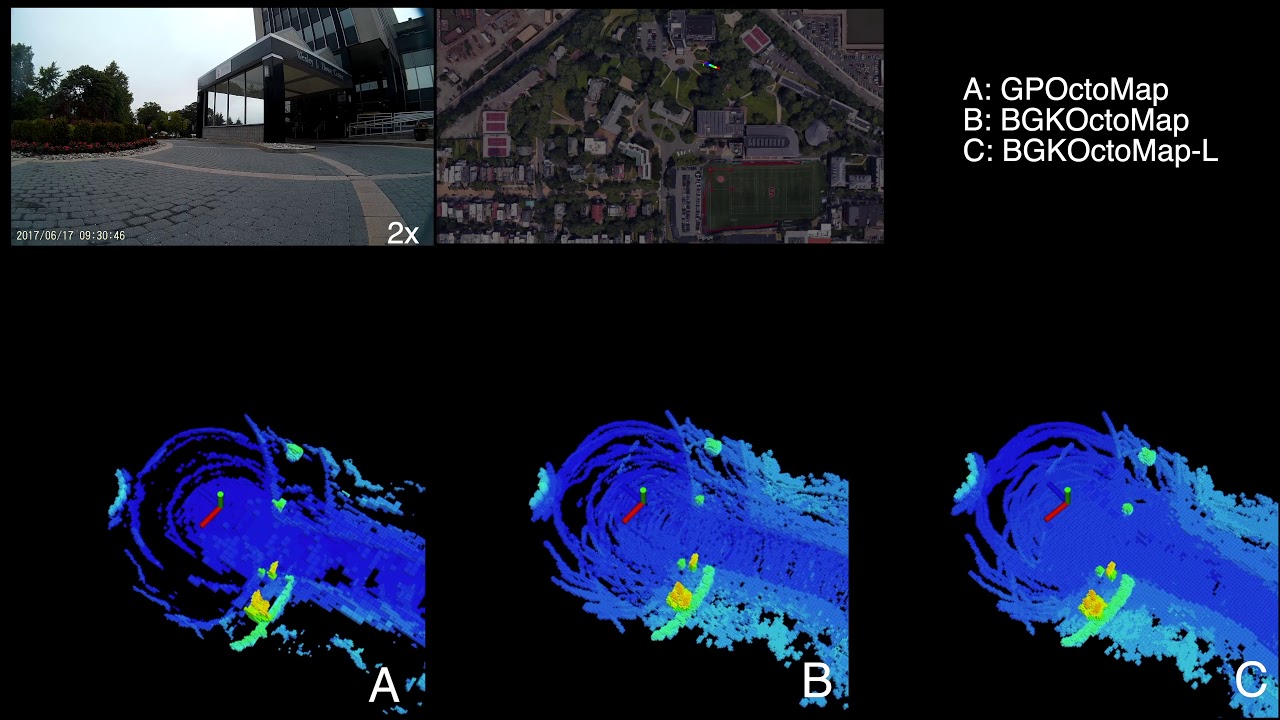 Learning-aided 3D Occupancy Mapping with Bayesian Generalized Kernel Inference