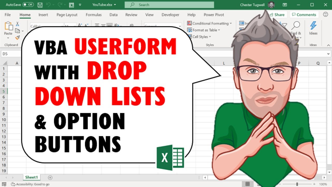Create a VBA Userform with Drop Down Lists & Option Buttons