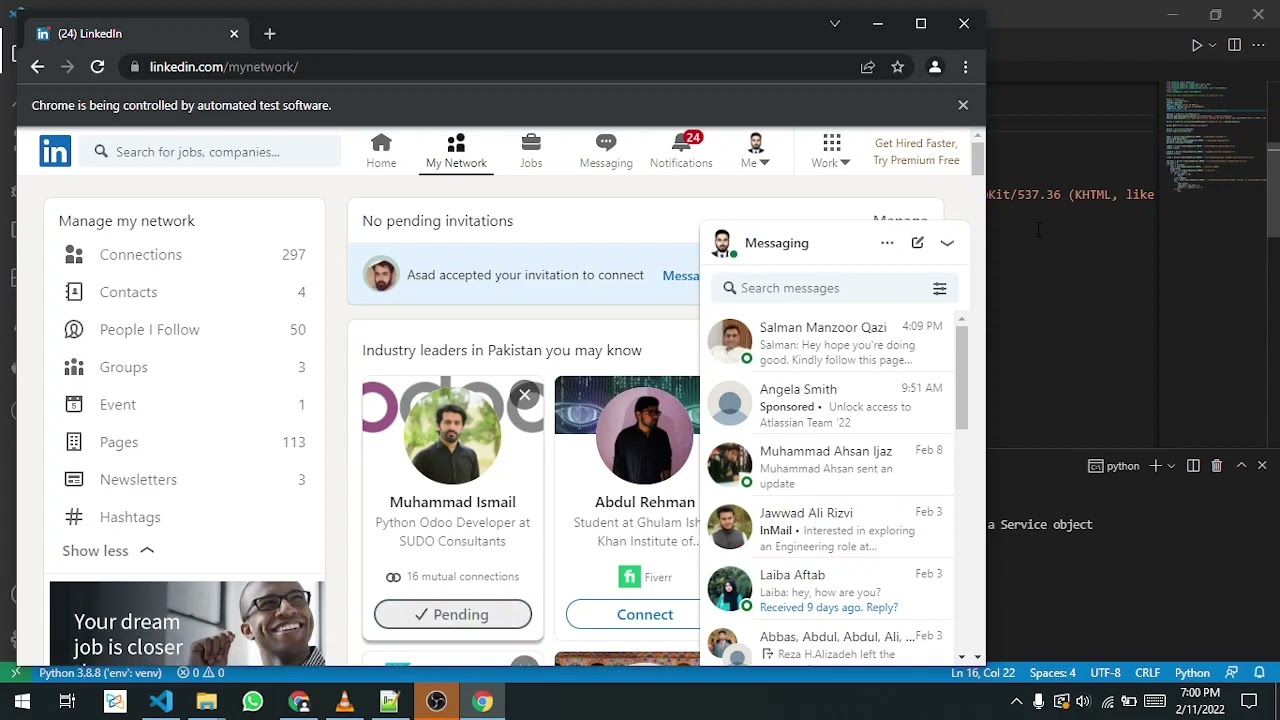 Linkedin Connection request sender using python selenium