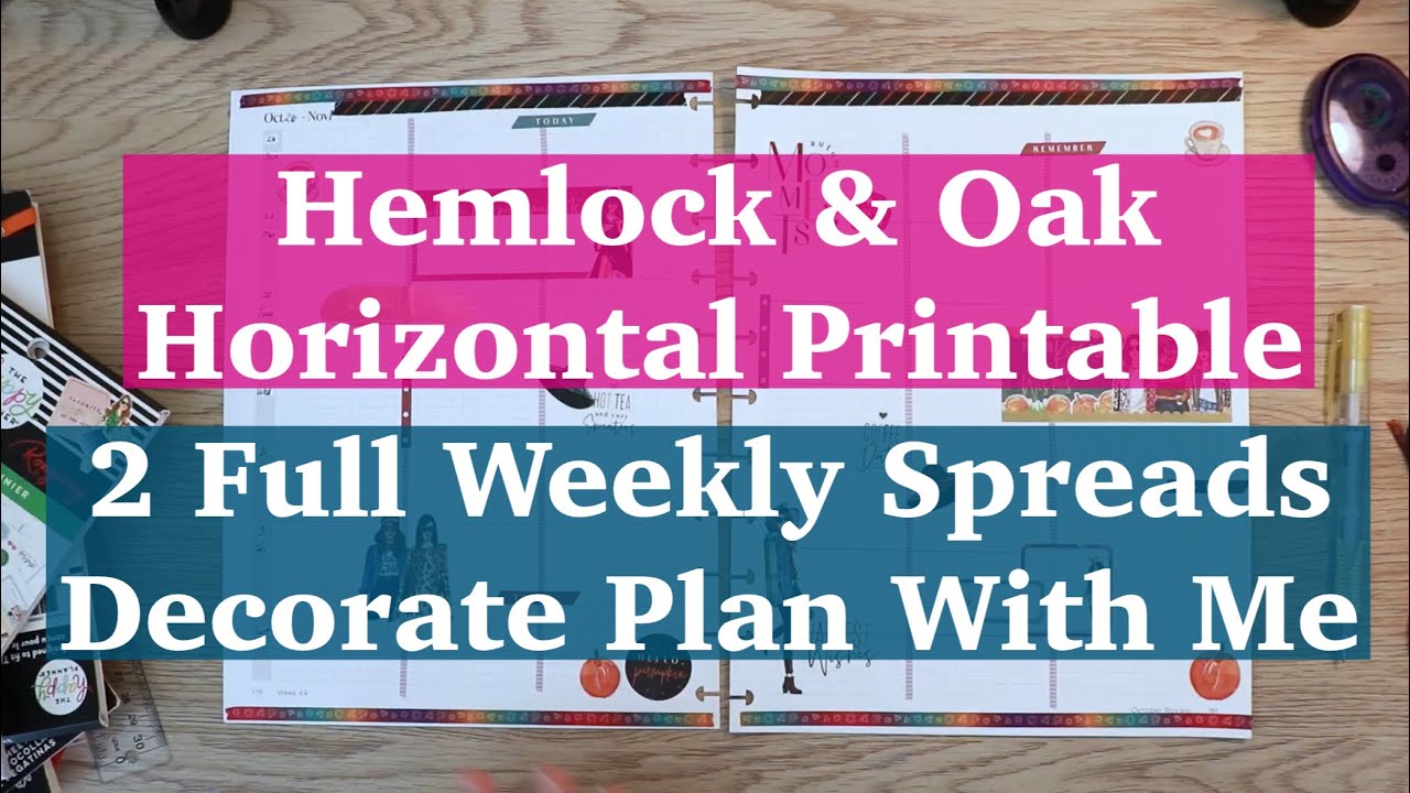 Hemlock & Oak Horizontal Printable BIG Size Decorate Plan With Me **2 FULL Spreads**