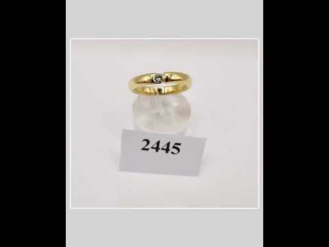 Massiver Damen Solitär Spannring Gelbgold 750 18K Gr. 59 Brillant 0,16 Ct WSI