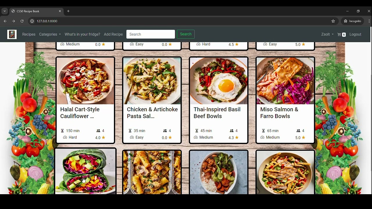 CS50w Final Project: Recipe Book
