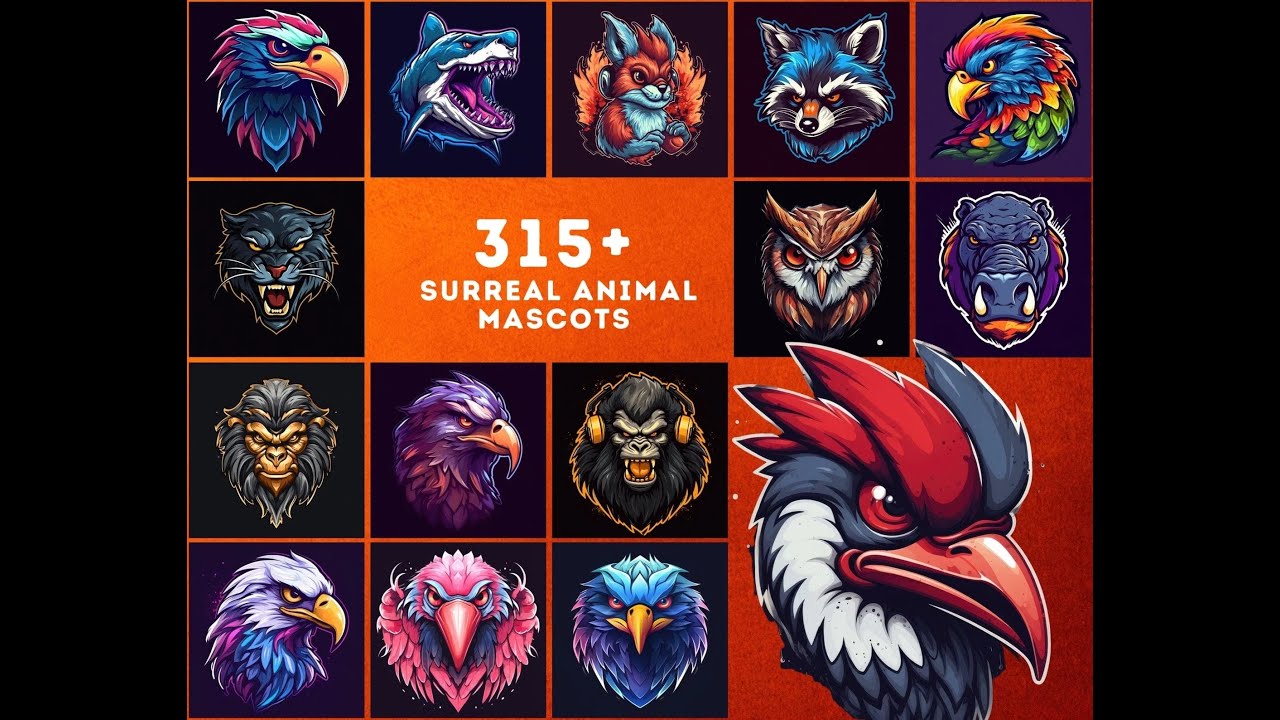 315 Colorful Surreal Mascot Animal PNGs for Creative Projects!