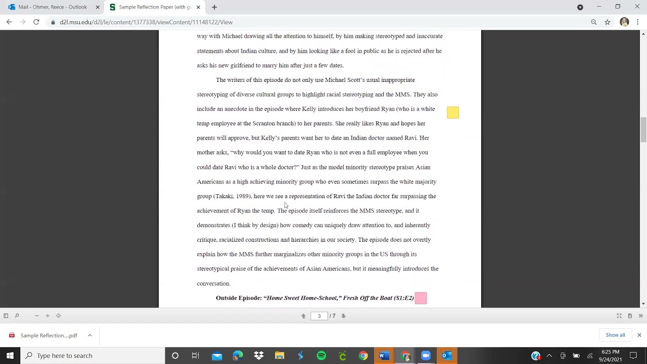 Sample Reflection Essay Help