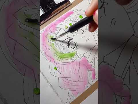 Kanroji in watercolor painting #art #anime #watercolor #satisfying #shorts