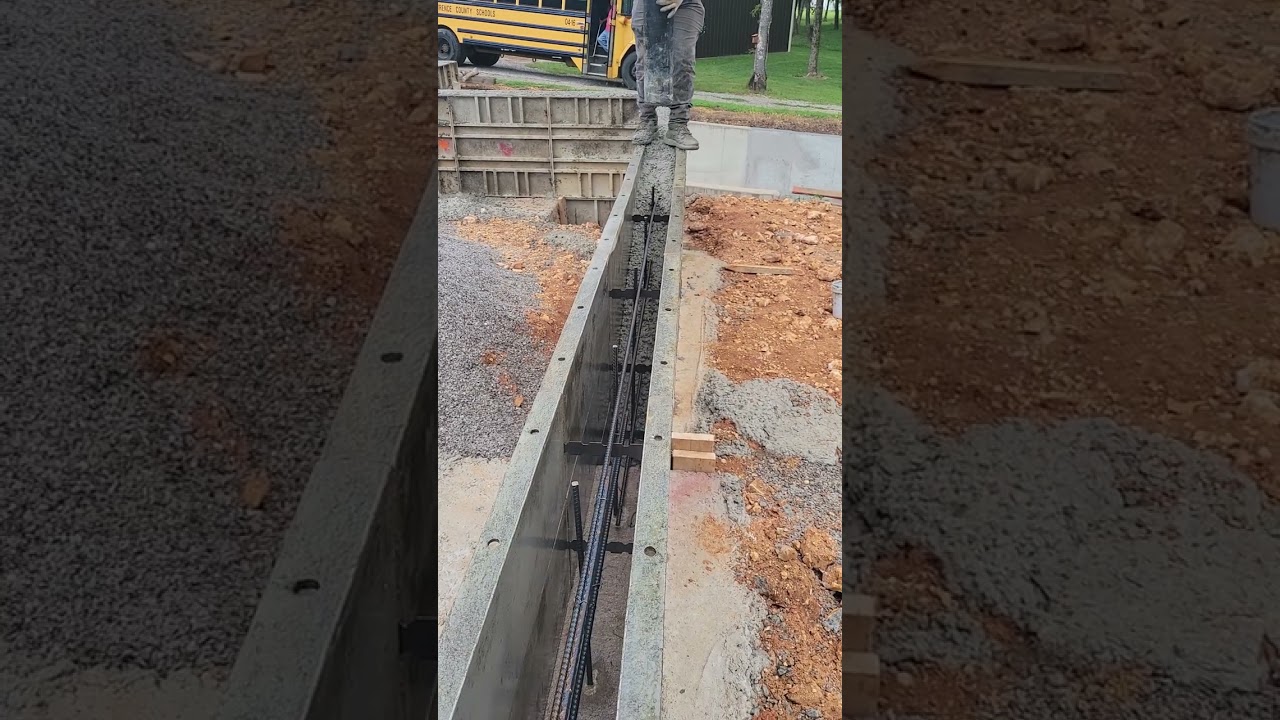 pouring concrete walls #concrete #concretepumping #retainingwall