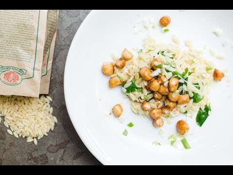Orzo & Watercress with Scallops | SAM THE COOKING GUY