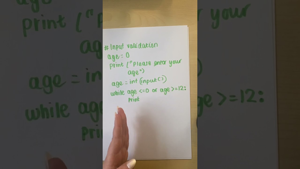 Input validation National 5 Computing example
