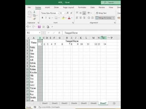 Excel: atur supaya ukuran KOLOM SAMA #exceltips #exceltutorial #exceltest #latihanexcel # #excel