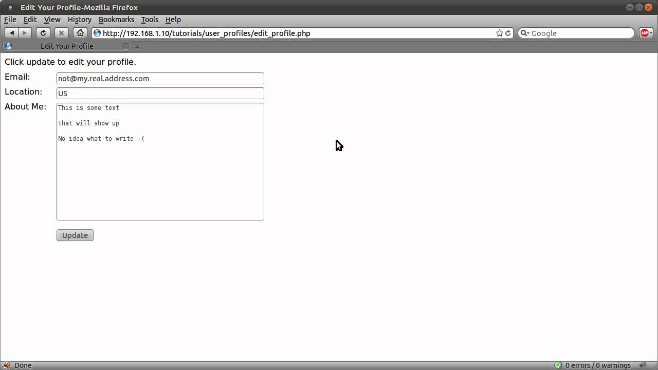 PHP Tutorial: User Profiles [part 00]