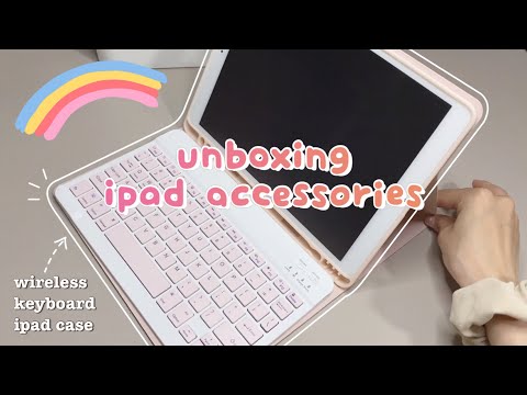 Unboxing IPAD ACCESSORIES 🌸 baby pink wireless keyboard case, budget, perfect for school 👩🏻💻