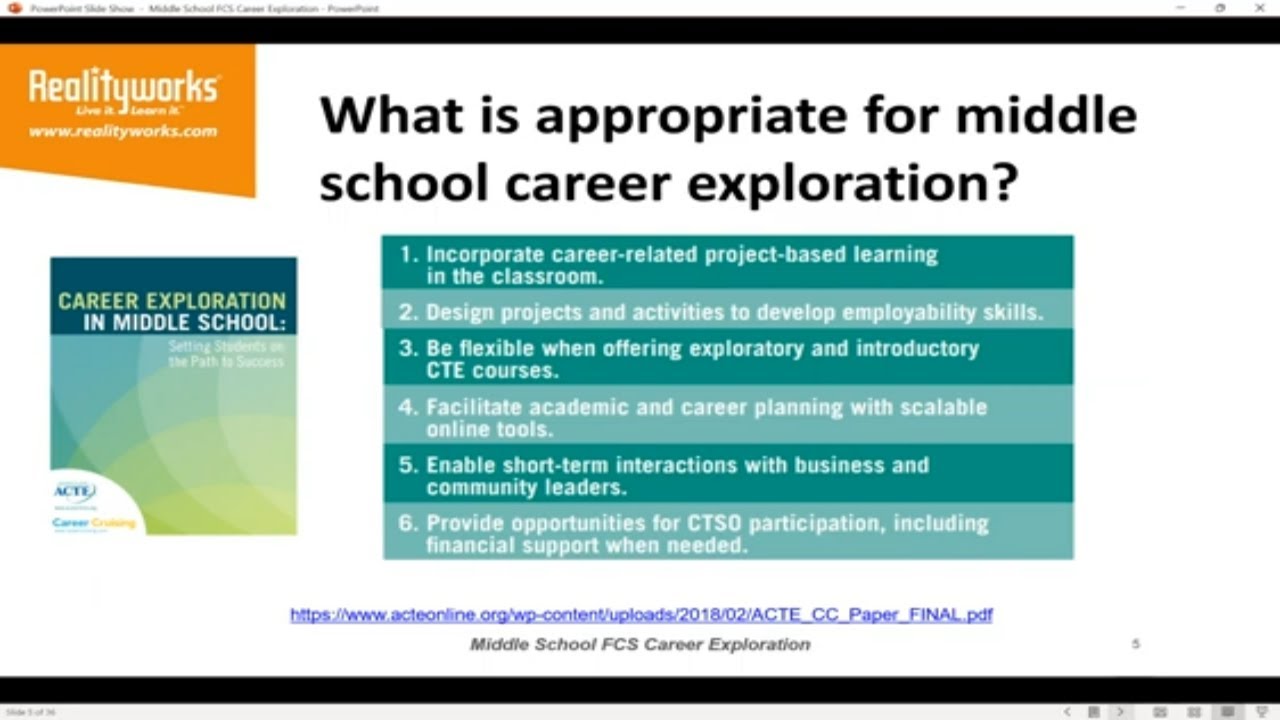 Exploring FCS Careers With Middle School Students