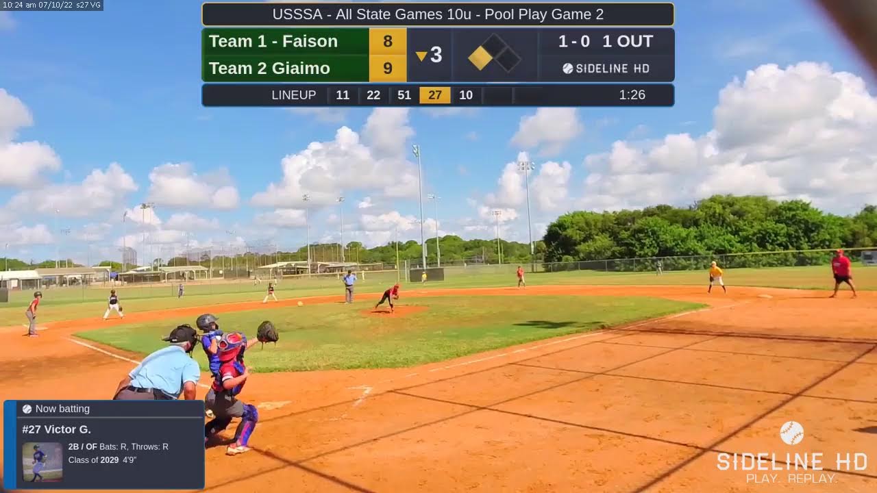 Team Giaimo vs. Team 1 - Faison (2022.07.10). USSSA All State Games Sunday Pool Play Game 1