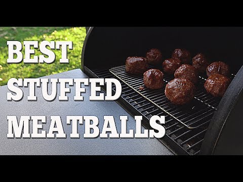 The Best stuffed meatballs smoked on the Traeger until perfectly done!