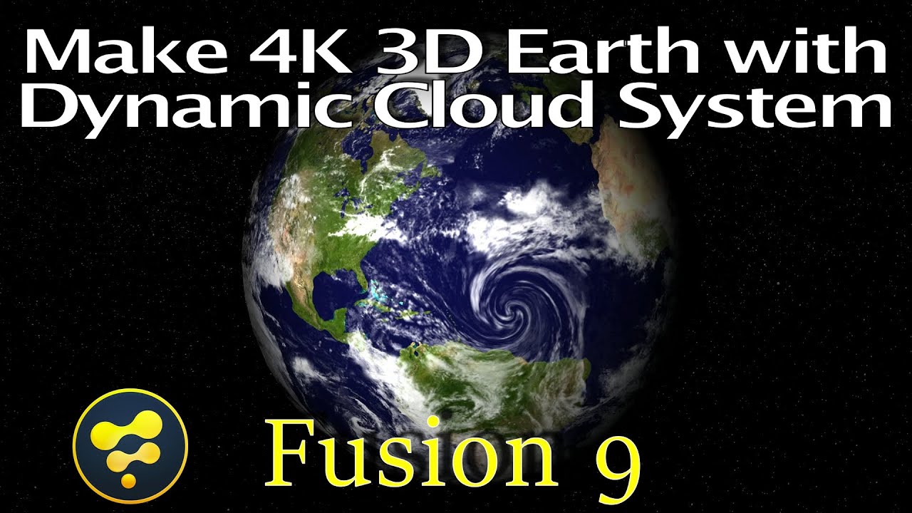 Blackmagic Fusion 4K Earth Model with Dynamic Clouds