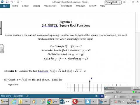 3 4 Square Root Functions