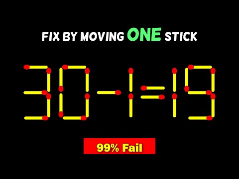 Matchstick puzzle with answer | Math puzzle game | Fix The Equation by moving 1 stick | Improve IQ