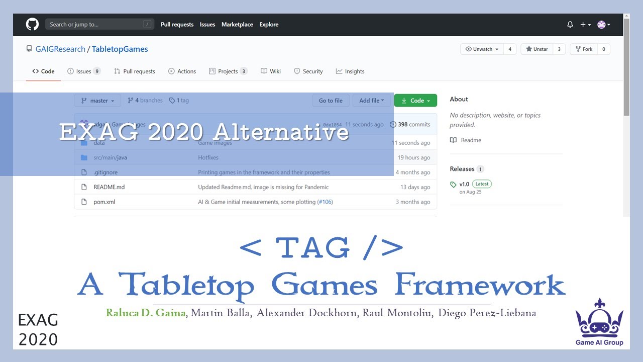TAG: A Tabletop Games Framework (EXAG 2020 Alternative)