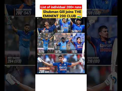 ODI 200 runs batsman list | Shubman Gill joins the 200 clubs #200runsinodi #200runsinodiplayerlist