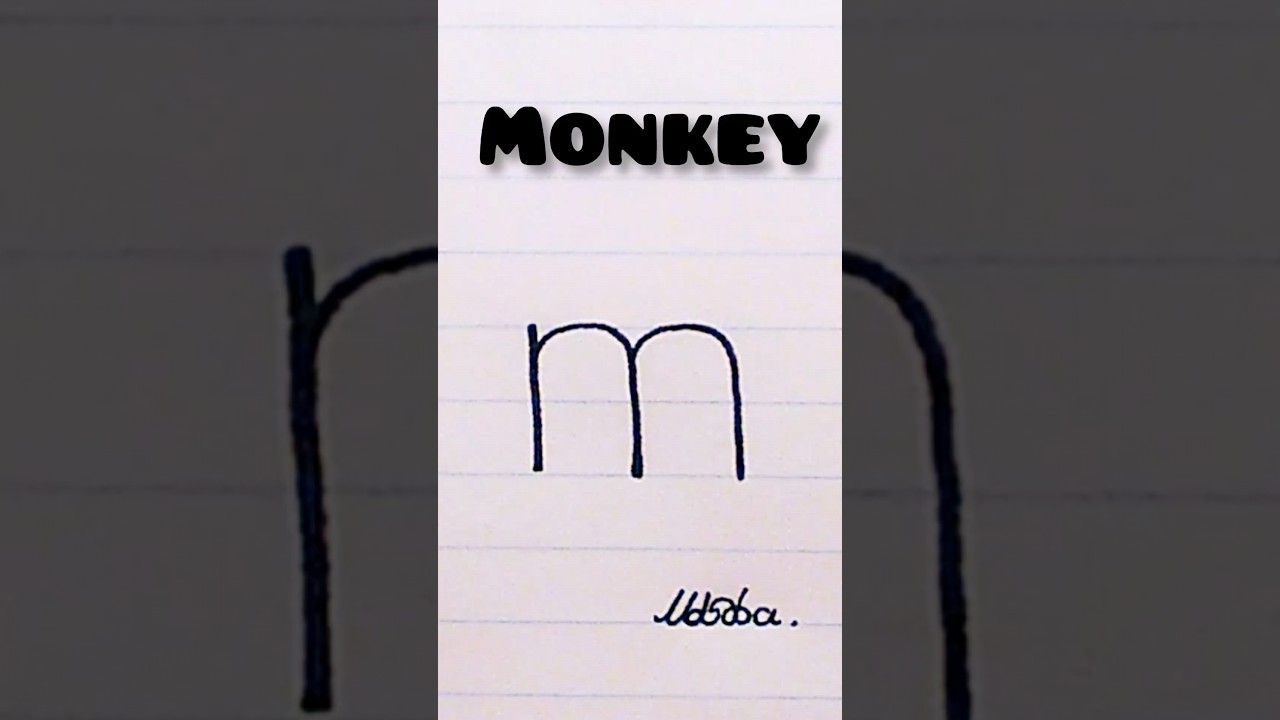 How to draw 🐵monkey face using letter 'm'. #drawing #letterdrawing #letterart