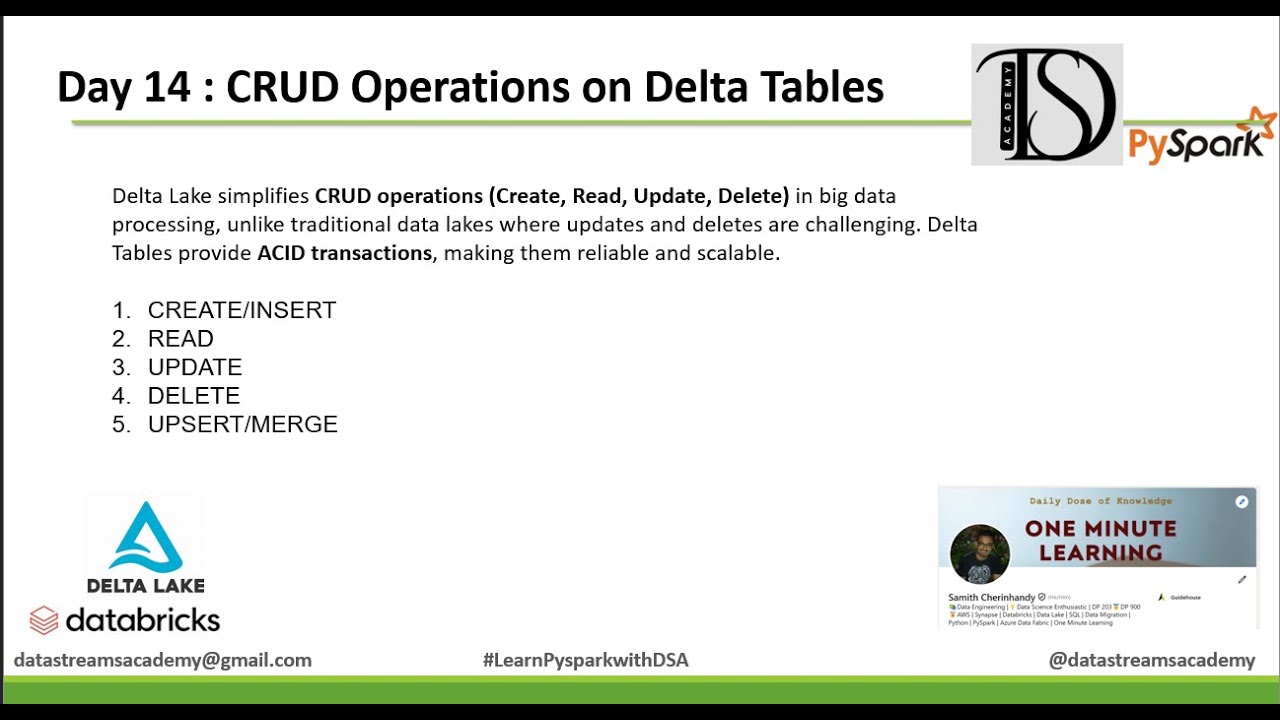 Day 14 : CRUD Operations on Delta Table | Perform Insert, Update, Delete & Merge in Databricks