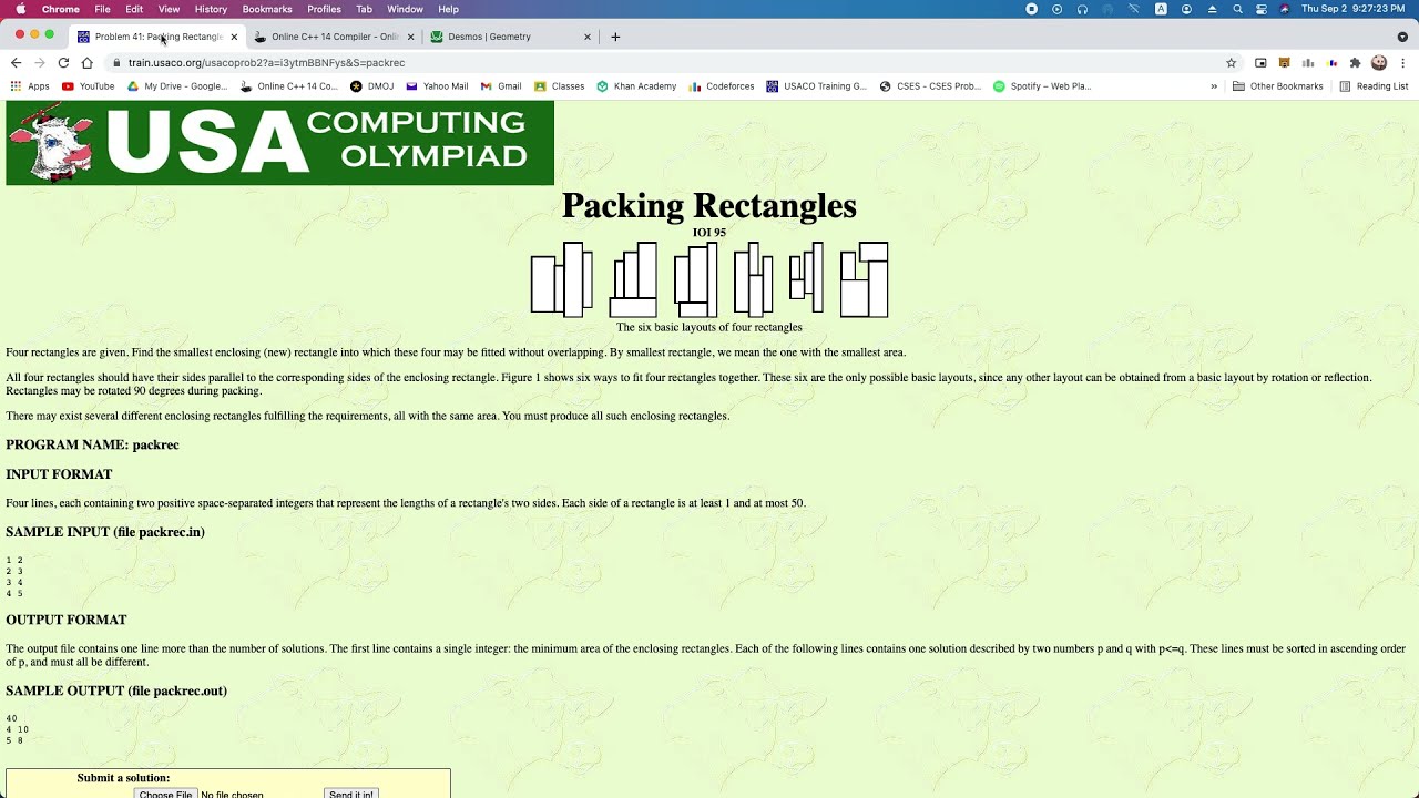 USACO Training Packing Rectangles