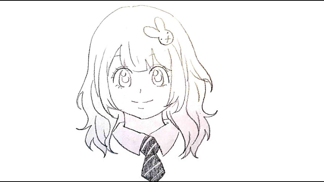 How to draw a cute anime girl with rabbit hair pin || Easy drawing