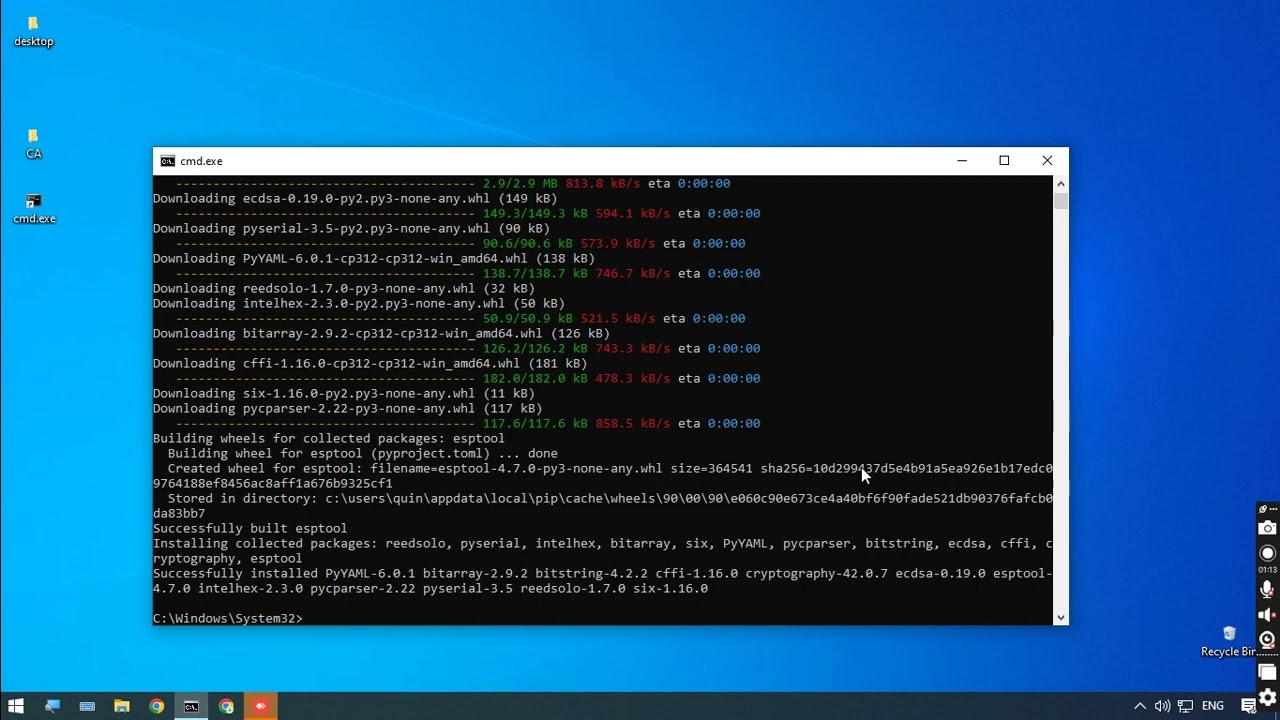 Install esptool on windows | python | esptool | pip install