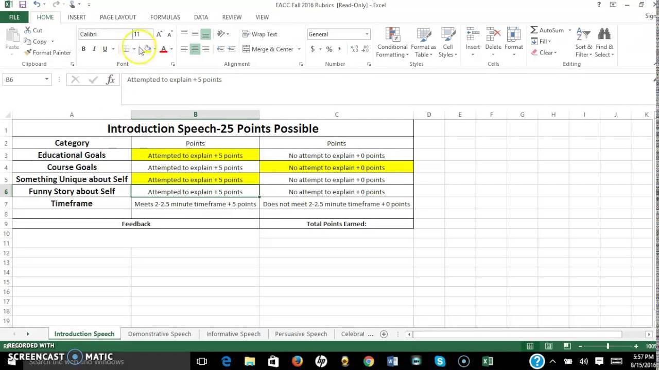 Introduction Speech & Rubric Description