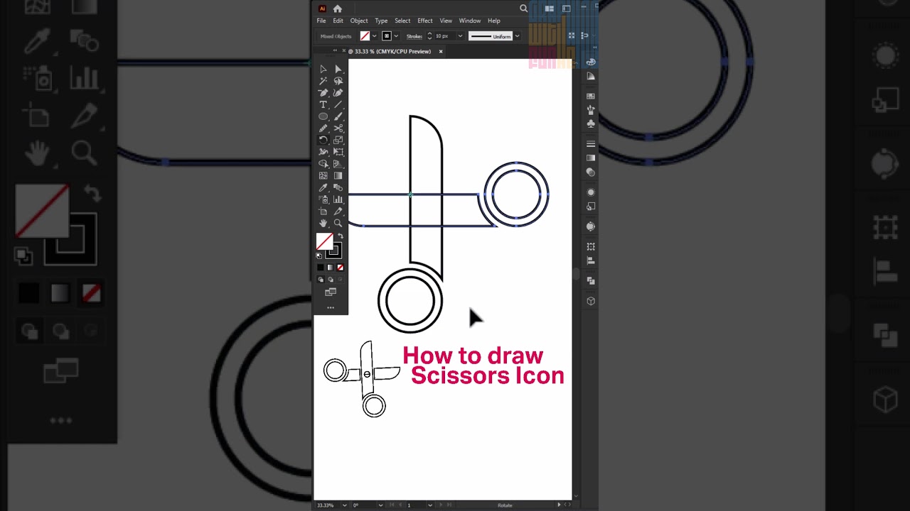How to Draw Scissors in adobe #Illustrator #shorts