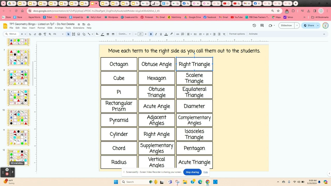 Geometry Bingo Game - Digital and Printable