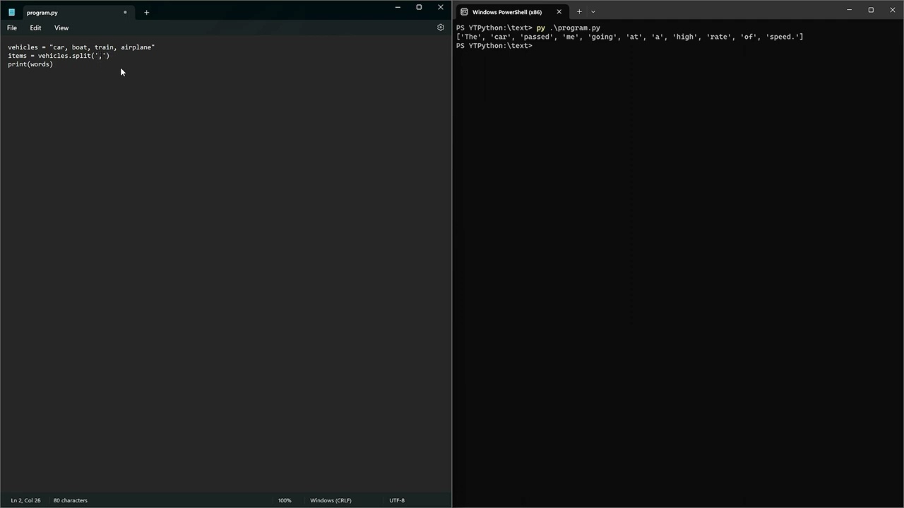 Using the Split Method in Python to Break Text Up Into Words