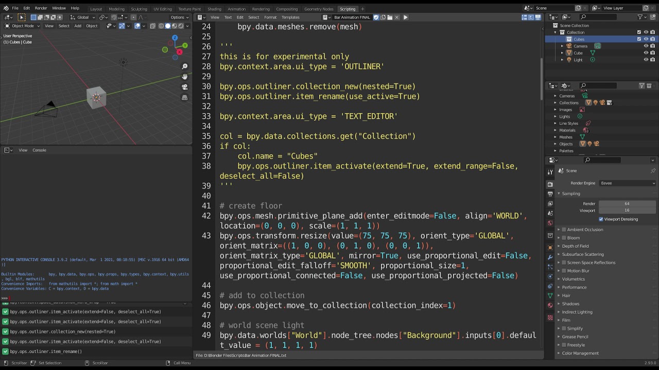Automated Bar Chart Creator in Blender Python