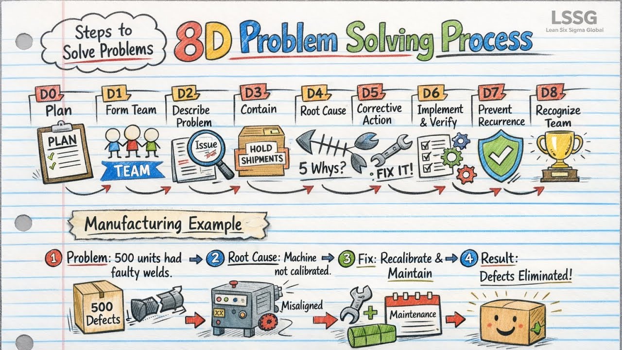 What is a 8D Problem Solving? Conduct a 8D problem solving with Example - Lean Six Sigma