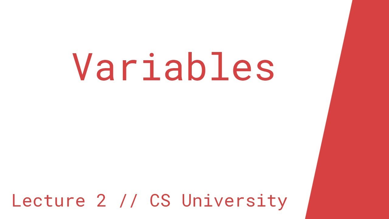Variables Lecture (Lesson 2 // CS University)